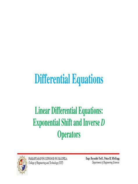 differential equations exponential shift and inverse d operators 2 pdf pdf equations