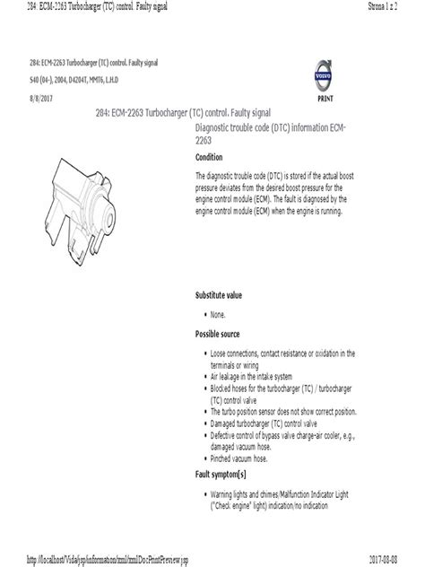 Ecm 2263 Turbocharger Tc Control Faulty Signal Pdf Turbocharger