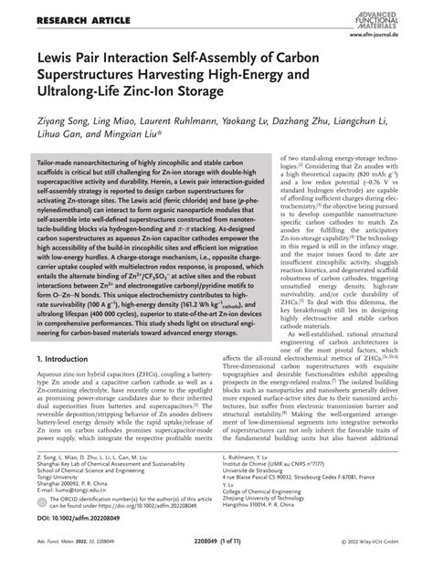 Lewis Pair Interaction Self‐assembly Of Carbon Superstructures Harvesting High‐energy And