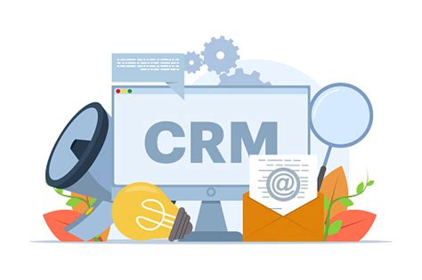 Crm의 개념 고객 관계 관리 고객과의 작업에 대한 데이터 구성 기업 전략 계획 비즈니스 데이터 분석 흰색 배경에 평면 벡터 그림 가상현실에 대한 스톡 벡터 아트 및 기타