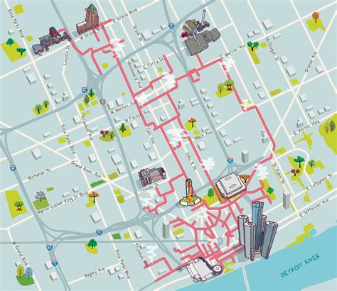 Detroit Sightseeing Map 60 Photos