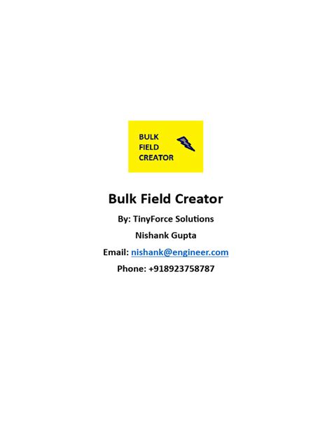 User Manual Bulk Field Creator Pdf Mobile App Comma Separated Values