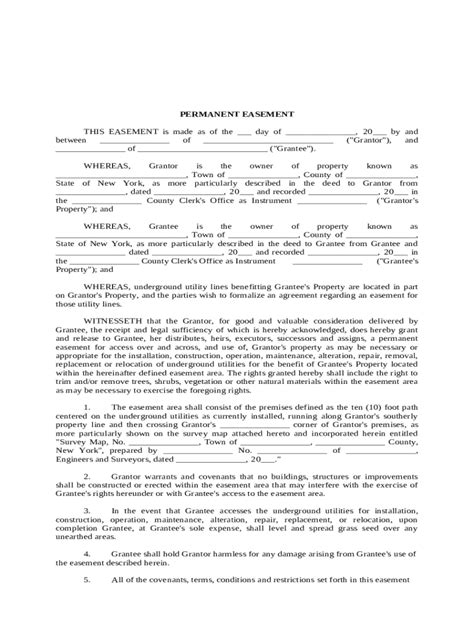 Permanent Easement Doc Template Pdffiller