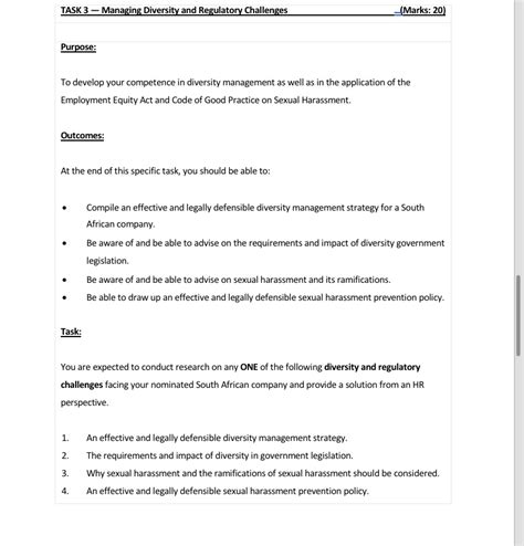 Solved Task 3 ﻿managing Diversity And Regulatory