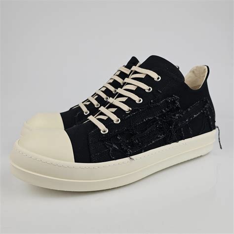 Pre Owned Rick Owens Drkshdw Slashed Mens Ramones Black Low Top Sneakers Ss23 Modesens