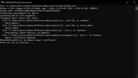 Cant Run Webui Bat After Last Update Issue 1785 AUTOMATIC1111