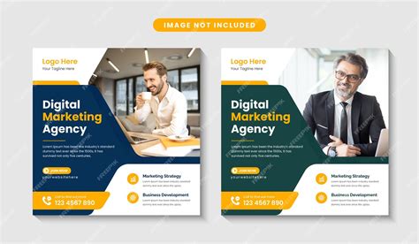 디지털 마케팅 대행사 홍보 소셜 미디어 게시물 또는 편집 가능한 웹 배너 디자인 템플릿 프리미엄 벡터