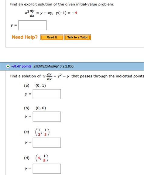 Solved Find An Explicit Solution Of The Given Initial Value