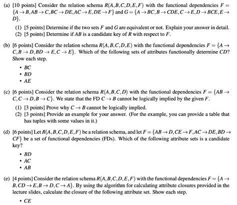 Solved A 10 Points Consider The Relation Schema