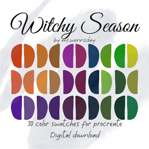 Procreate Color Palette 30 Colors Digital Instant Download Halloween Witch Fall Colors Etsy