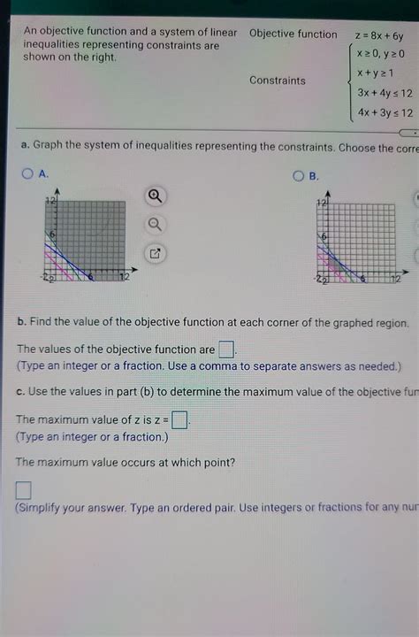 Solved An Objective Function And A System Of Linear