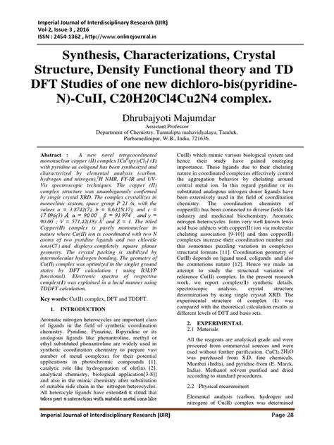 Pdf Synthesis Characterizations Crystal Structure Density Functional Theory And Td Dft