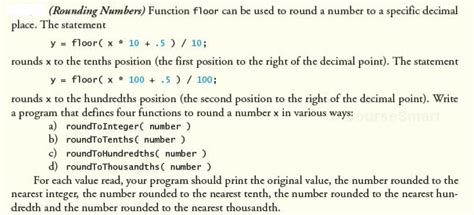 Solved Rounding Numbers Function Floor Can Be Used To