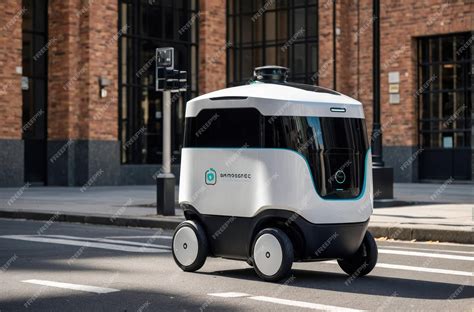 Premium Photo Autonomous Delivery Robots On City Sidewalk