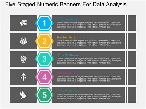 Ppts Five Staged Numeric Banners For Data Analysis Flat Powerpoint