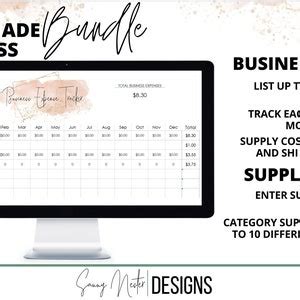 Small Business Planner Expense Tracker Etsy Shop Planner Etsy Help Entrepreneur Excel Template