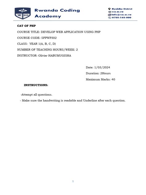 Cat Of Php Marking Guide Pdf Php Software Development