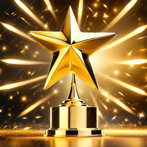 Premium Photo Gold Star Trophy On Shiny Sparks Background Art Winner