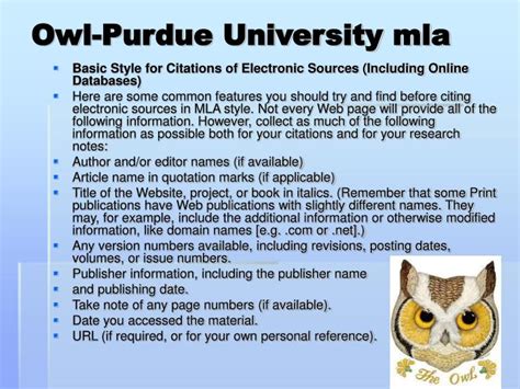Owl Purdue Mla Purdue Owl Mla Works Cited Page Example The Mla Also