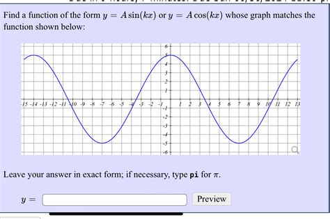 Solved Find A Function Of The Form Y Asin Kx ﻿or Y Acos Kx