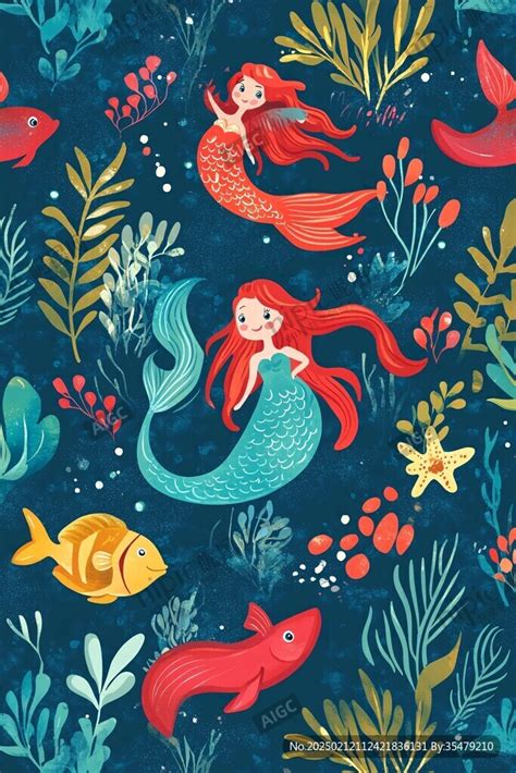 Ai创作图小美人鱼插画 甜美美人鱼插画 美人鱼打招呼插画 卡通美人鱼插画 海底世界美人鱼 海姑娘插画 创意海底世界插画 海底世界插画 卡通人鱼图片 Q版美人鱼插画 卡通美人鱼图案设计 人物锦鲤