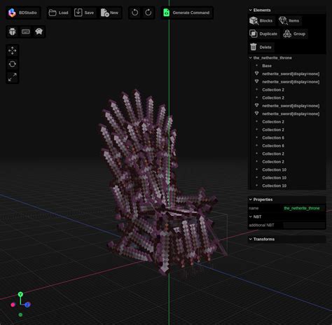 the netherite throne created using item display entities in vanilla