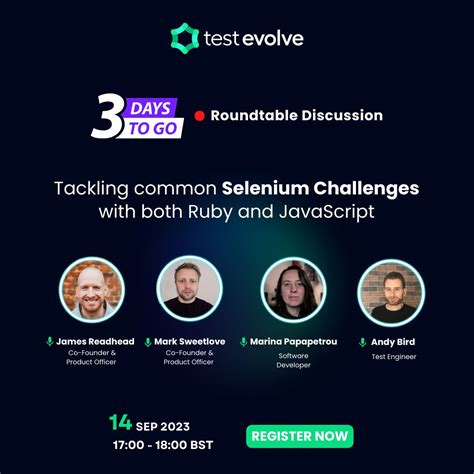Test Evolve On Linkedin Webinarcountdown Seleniummastery Ruby Javascript Seleniumchallenges