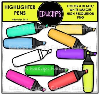 Free Highlighter Pens Clip Art Bundle Educlips Clipart By Educlips