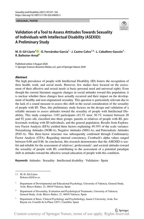 Validation Of A Tool To Assess Attitudes Towards Sexuality Of Individuals With Intellectual