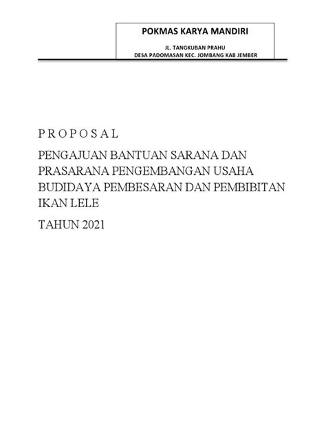 P R O P O S A L Pokmas Karya Mandiri Pdf