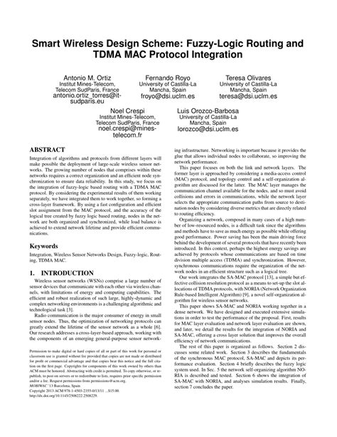 Pdf Smart Wireless Design Scheme Fuzzy Logic Routing And Tdma Mac