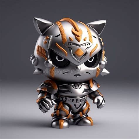 Silver Cat Model With Unique Yokai Illustrations And Action Packed Cartoons Stock Illustration