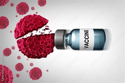 Cancer Vaccine Immunotherapy As A Vacination Bottle Symbol For Helping
