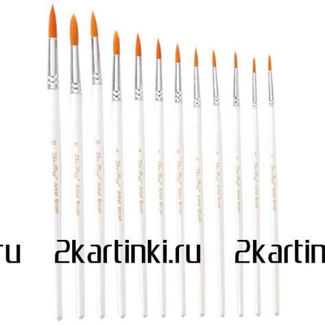 Набор круглых нейлоновых кистей для рисования «Две картинки 12 шт белые кисть и мастихин