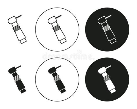 Dental Drill Outlined Icon Contour Line Vector Dental Drill Flat And Simple Set Design Stock