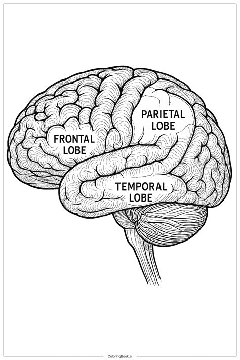 상세한 뇌엽 해부학 색칠하기 페이지 무료 Pdfandpng 인쇄 가능