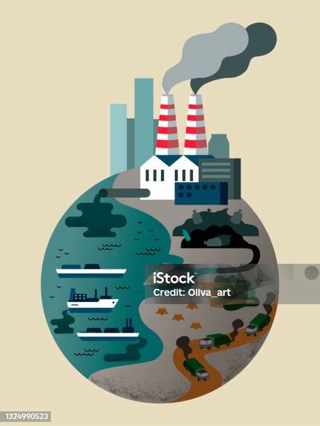 Экологическая Катастрофа Грязная Планета Земля Промышленное Загрязнение Свалки Мусора