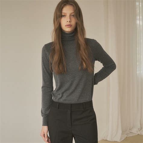 Sikn2091 슈퍼파인 메리노울 터틀넥 니트gray 하고