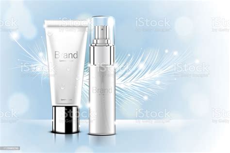 럭셔리 화장품 병 패키지 피부 케어 크림 미용 화장품 제품 포스터 Bokeh와 깃털 배경 0명에 대한 스톡 벡터 아트 및 기타 이미지 Istock