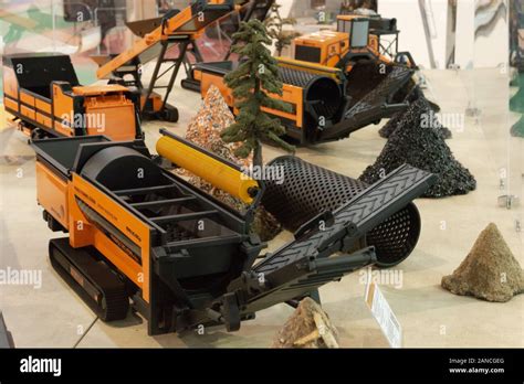 Sorting Of Garbage Models Of Industrial Equipment For Sorting Garbage Ecology Exhibition In