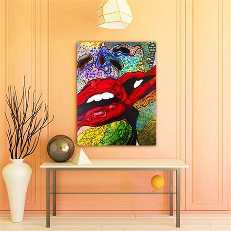 Colorful Erotic Abstract Faces Portrait Painting In Gustav Klimt Style People Man Woman Love