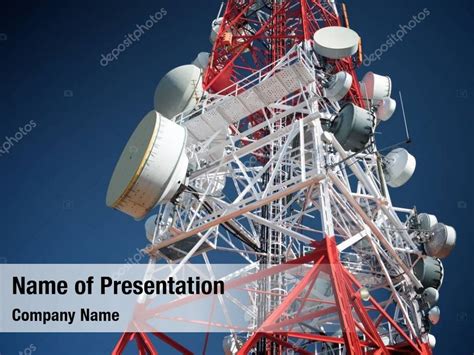 Telecommunications Tower With Clear Blue Sky Powerpoint Template Telecommunications Tower With