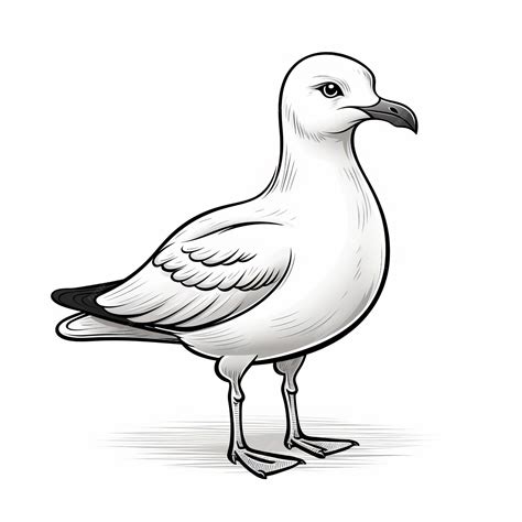 Premium Ai Image Cartoony Seagull Drawing With Heavy Shading On White