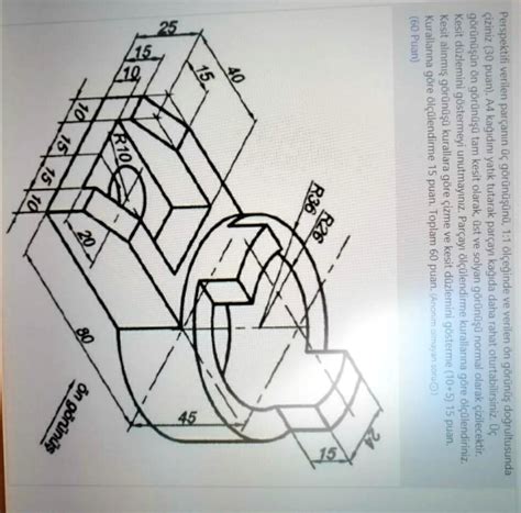 Solved Draw Three Views Of The Piece In Perspective At A Scale Of 11