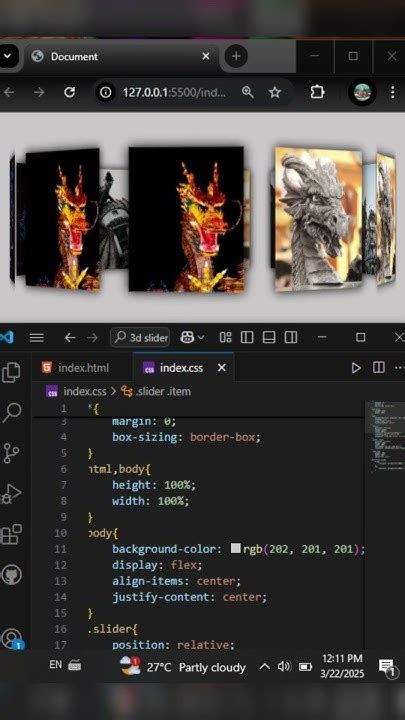 3d img slider🥶 using html andcss🔥 3d coding webdesign 3danimation css creative explore