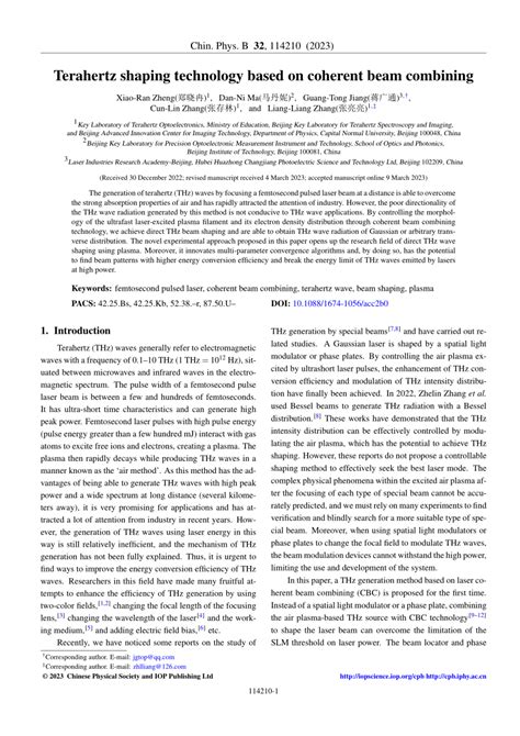 Terahertz Shaping Technology Based On Coherent Beam Combining Request Pdf