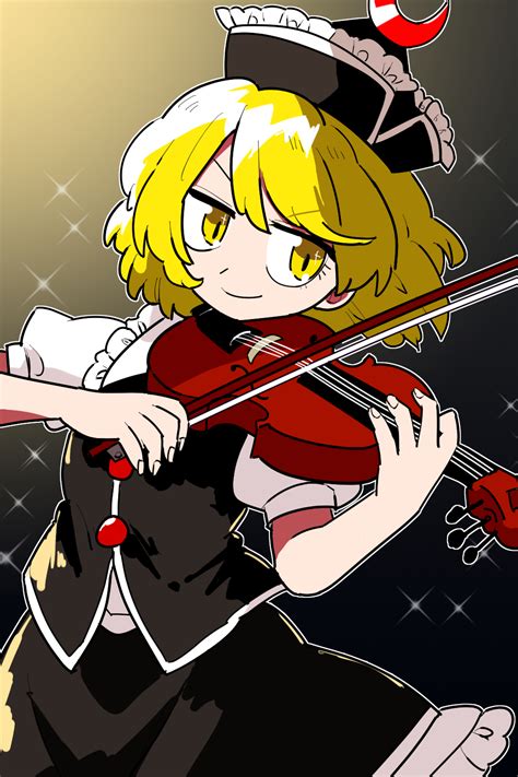 Bollzzalguy Lunasa Prismriver Touhou Pointy Hat Highres 1girl Black Background Black Hat