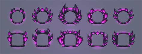 아바타 테크 프레임 미래 지향적 인 게임 공상 과학 테두리 사이버 기술 Ui 자산 Hud 요소 사용자 수준 순위 프레임 공간 게임 네온 배지 만화 아이콘 세트 멋진 벡터