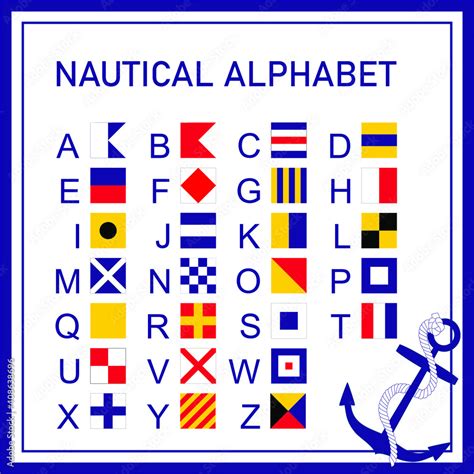 Nautical Alphabet International Maritime Signal Flags Vector Drawing