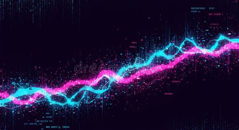 Abstract Digital Art Featuring Intertwining Blue And Pink Lines Resembling A Data Stock